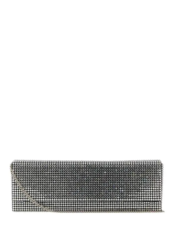 Amina Muaddi Embellished Satin Amini Paloma Clutch - Silver