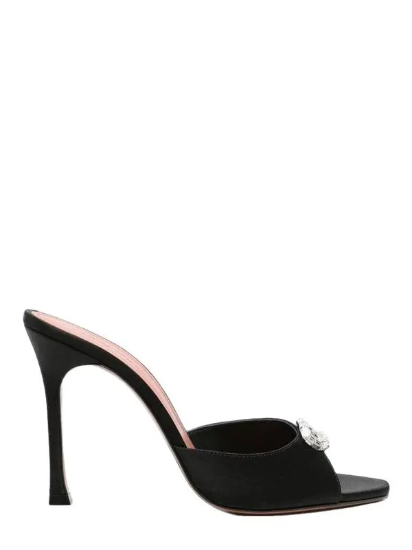 Amina Muaddi Crystal-embellished Satin High Heel Mules - Black