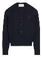 AMI Paris Crewneck Cardigan With De Coeur - Multicolor