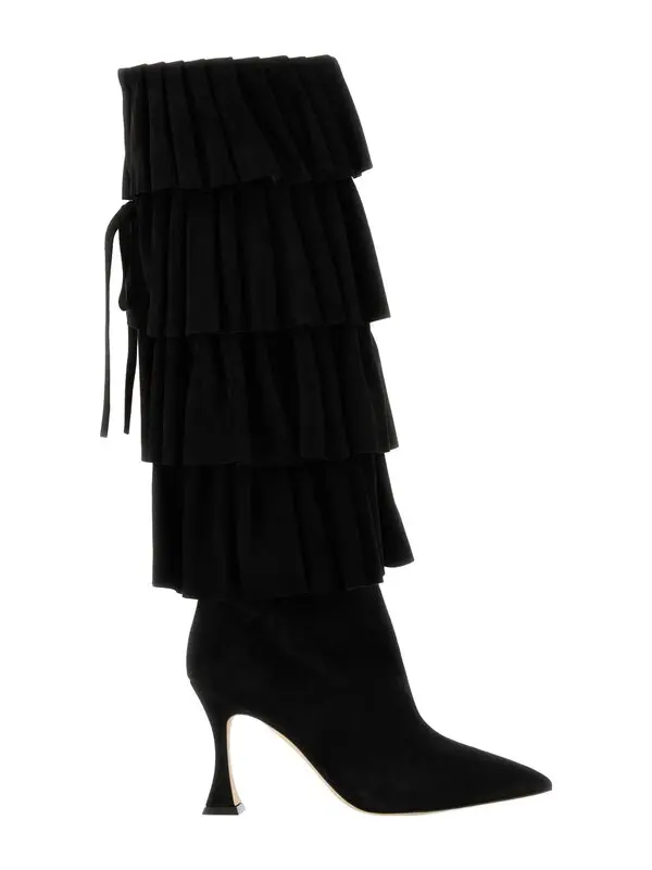 Manolo Blahnik Suede Miralone Boots - Black