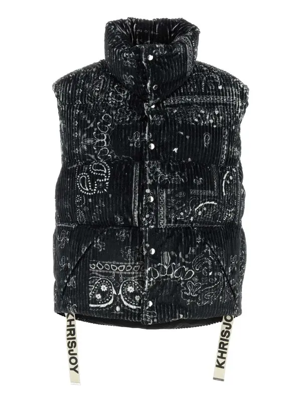 Khrisjoy Printed Corduroy Oversize Sleeveless Down Jacket - Multicolor