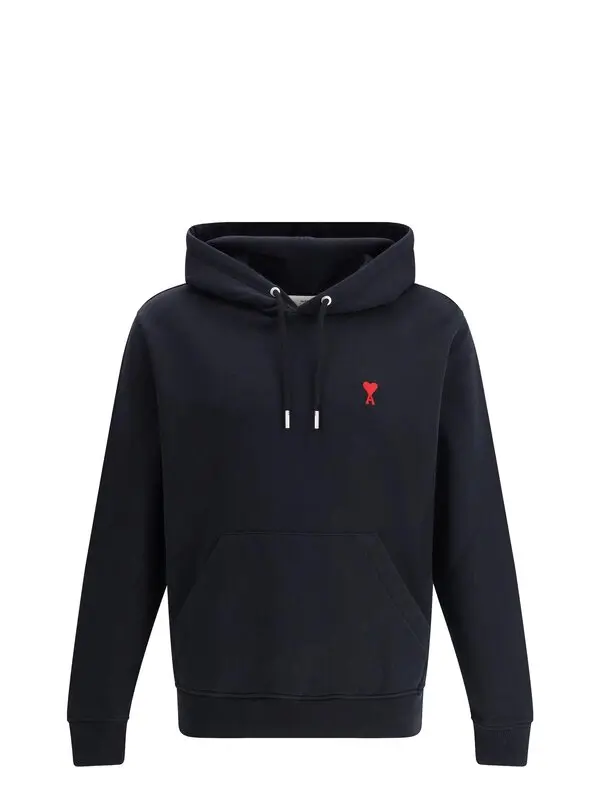 AMI Paris Logoed Cotton Hoodie - Black