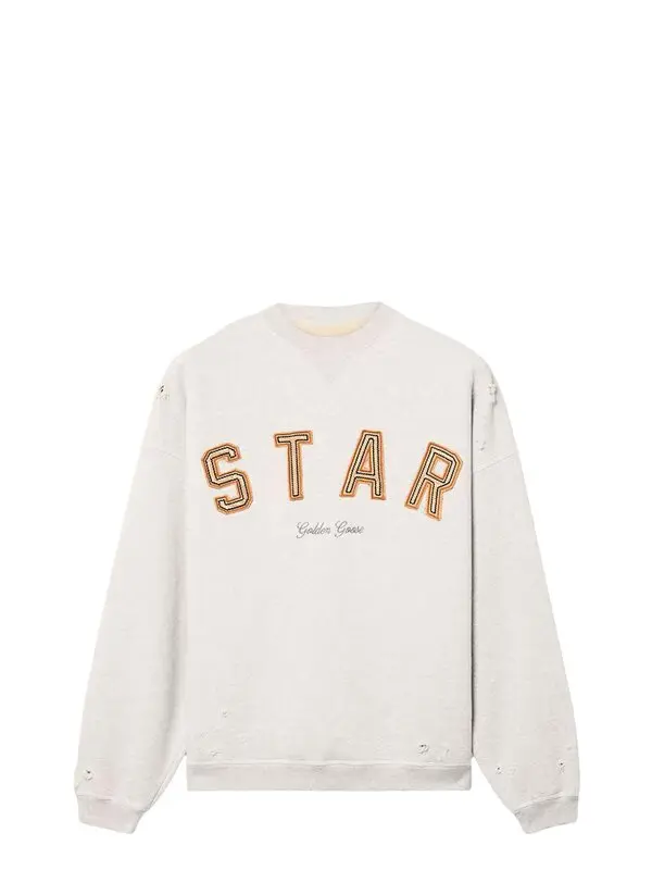 GOLDEN GOOSE Melange Cotton Star Sweatshirt With Embroidery - Gray