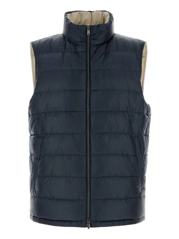 Herno Navy Nylon Sleeveless Down Jacket - Blue
