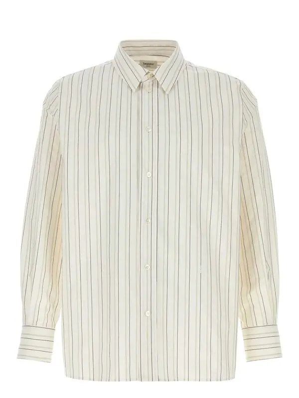 Saint Laurent Embroidered Cotton Shirt - Gray
