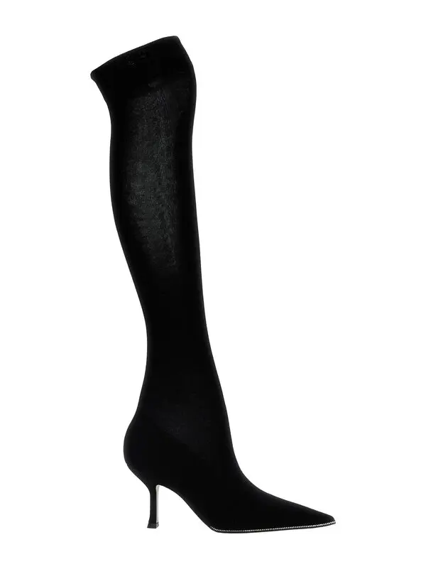 Rene Caovilla Knitted Over The Knee Boots - Black