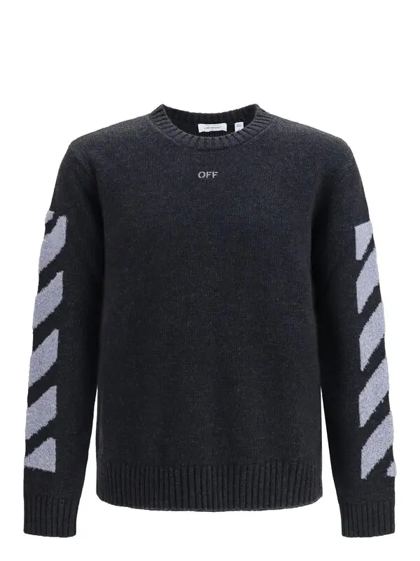 Off-White Diag Fuzzy Crewneck Sweater - Black