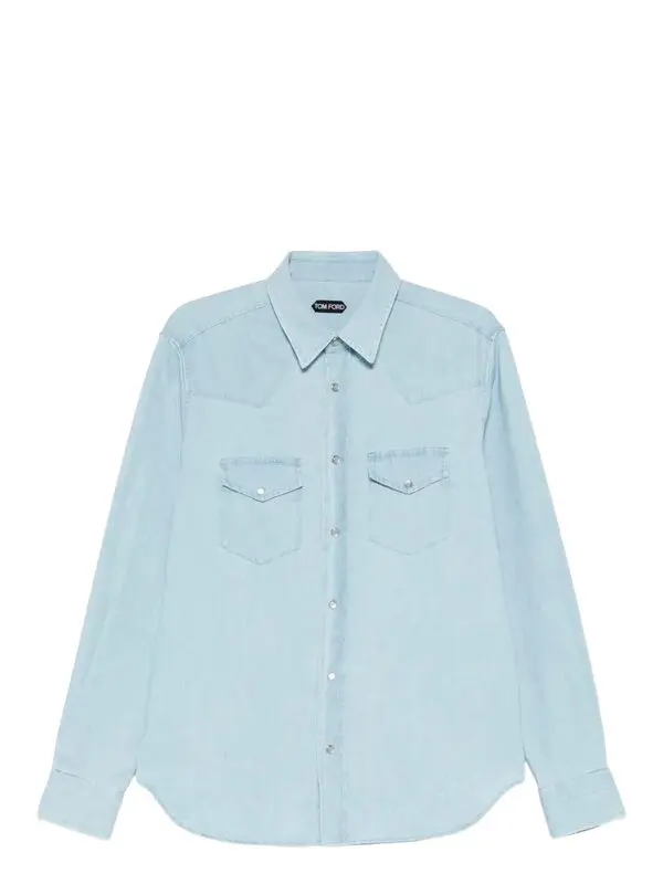 TOM FORD Denim Chambray Western Shirt - Blue