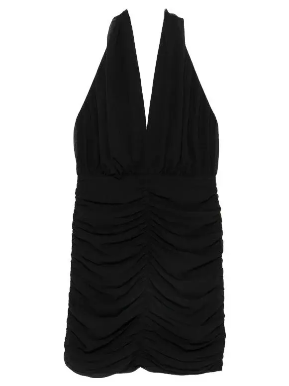 ROTATE BY BIRGER CHRISTENSEN Halterneck Ruched Mini Dress - Black