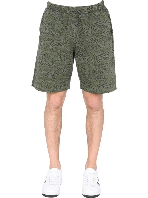 Kenzo Bermuda With Animal Print - Brown