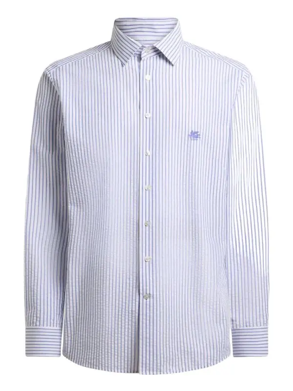 Etro Striped Cotton Seersucker Shirt - Blue