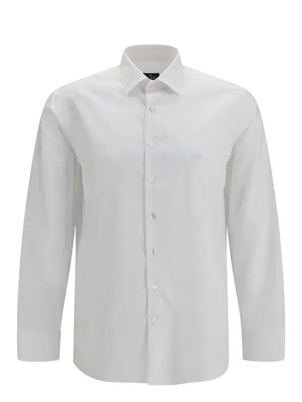 Etro Roma Cotton Shirt With Pegaso Logo - White