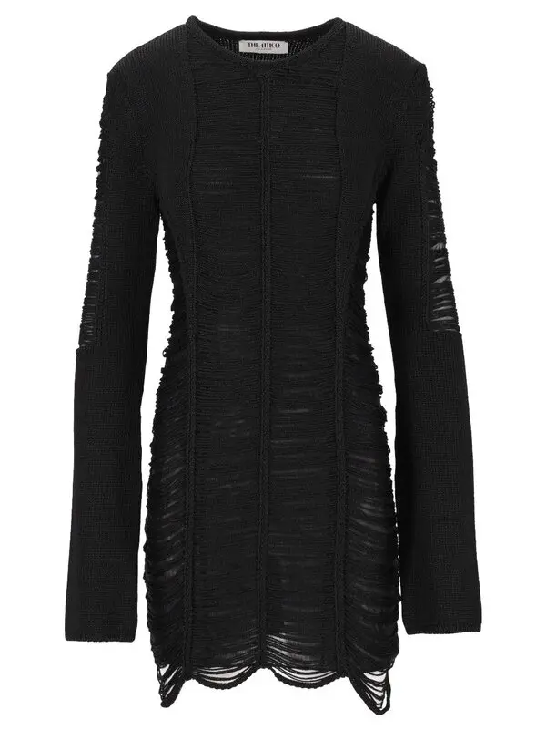 Attico Viscose Mini Dress - Black