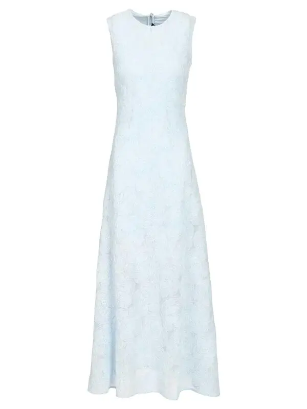 ROTATE BY BIRGER CHRISTENSEN Jacquard Floral Sleeveless Long Dress - Blue