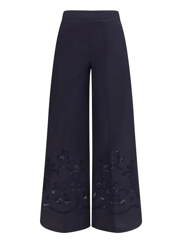 FORTE_FORTE Embroidered Cotton Pants - Blue