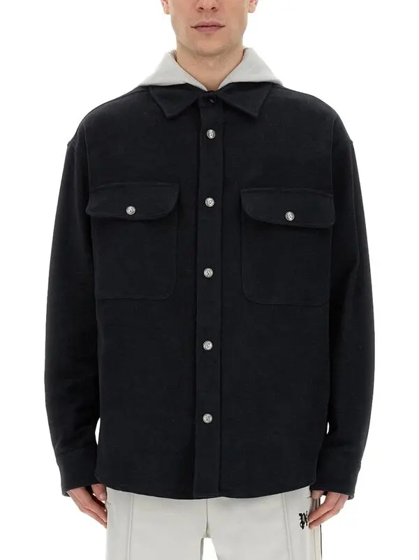 Palm Angels Shirt-jacket With Monogram - Black