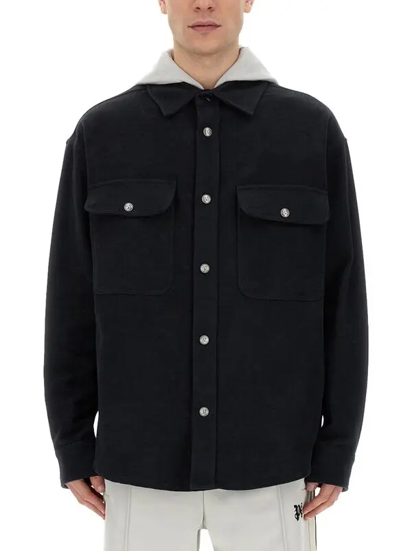 Palm Angels Shirt-jacket With Monogram - Black