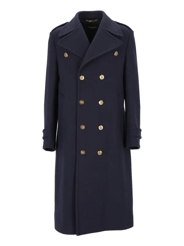Dolce & Gabbana Double-breasted Wool Coat - Blue