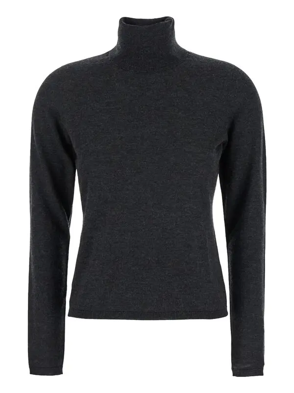 Max Mara Adda' Grey High Neck Sweater In Cashmere - Gray