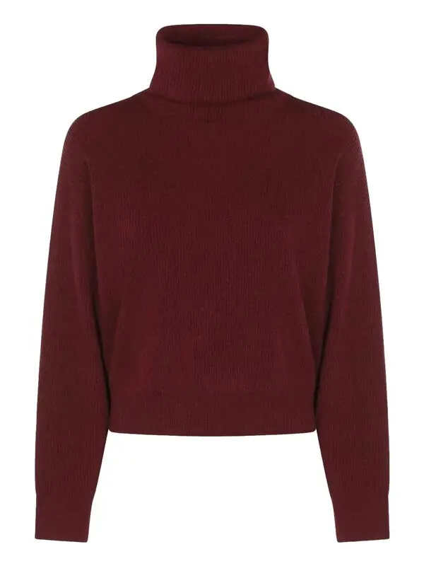 Brunello Cucinelli Cashmere Blend English Ribbed Turtleneck Sweater - Red