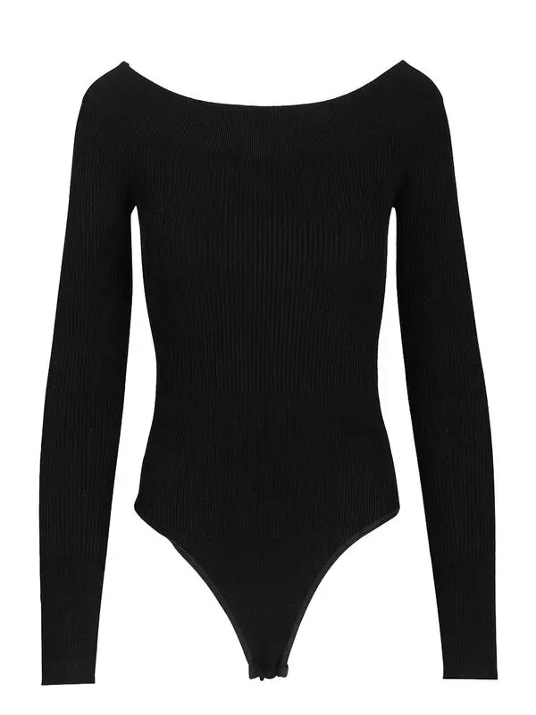Alaïa Ribbed Knit Bodysuit - Black