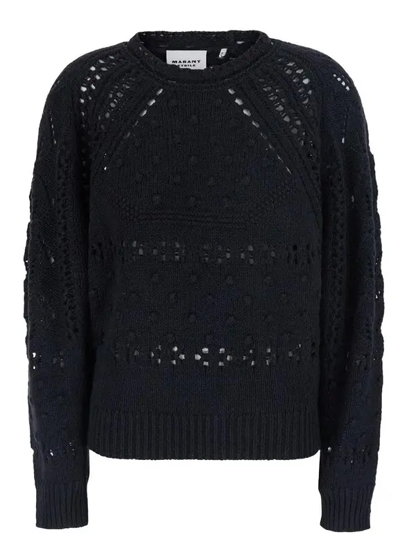 Isabel Marant Étoile Luce' Crew Neck Sweater With Perforated Design In Wool For - Black