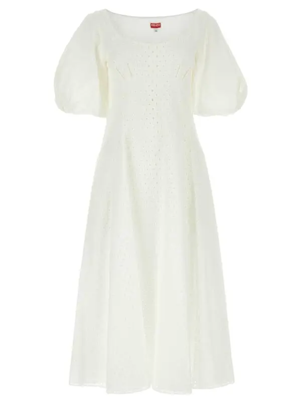 Kenzo Broderie Anglaise Dress - White