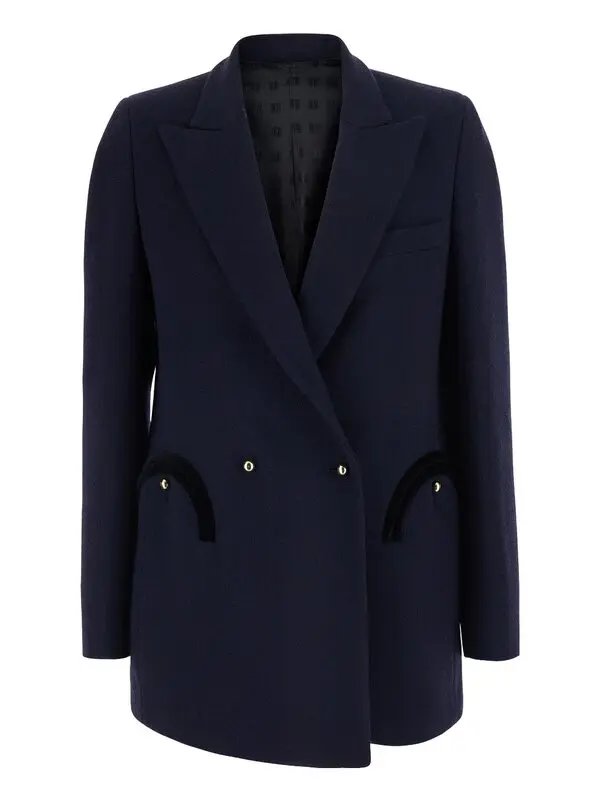 BLAZÉ MILANO Resolute' Blue Double-breasted Jacket With Peak Revers In Cotton For - Multicolor