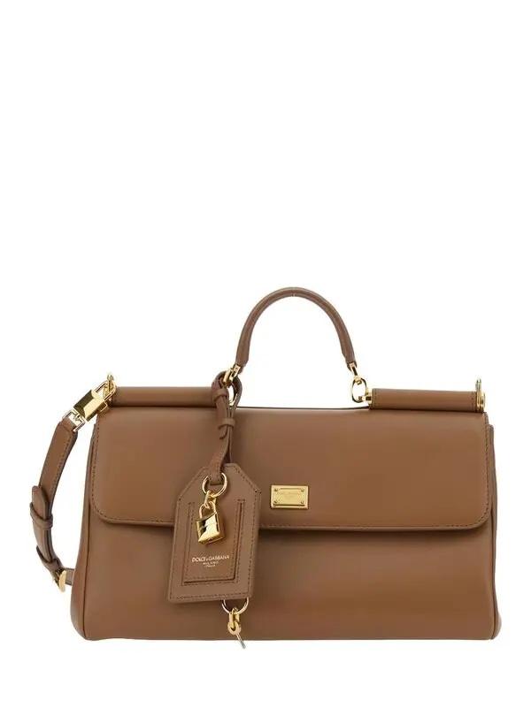 Dolce & Gabbana Medium Handbag 'my Sicily' With Padlock Detail And Adjustable Removable Strap In Leather For - Brown