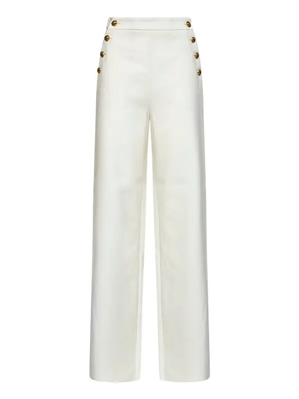 Max Mara Ivory White Cotton Mstbetulla Palazzo Trousers - Multicolor