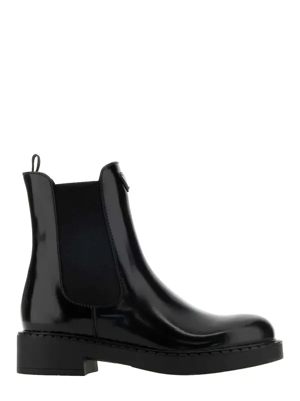 Prada Leather Ankle Boots - Black