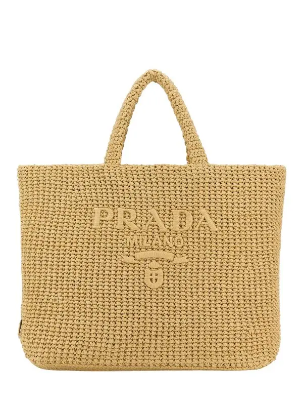 Prada Raffia Shopping Bag - Brown