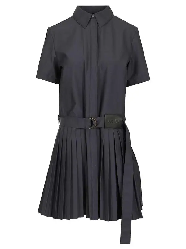 Loewe Pleated Shirt Dress - Blue