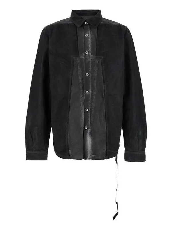 Rick Owens Splintered' Grey Shirt With Classic Collar And Faded Effect In Cotton - Multicolor