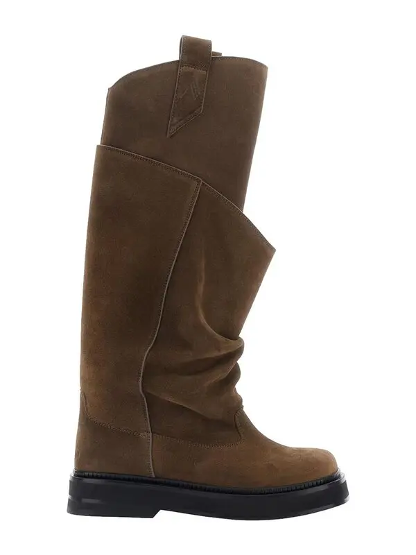 Attico Robin Passeggiata' Boots With Round Toe In Suede For - Brown