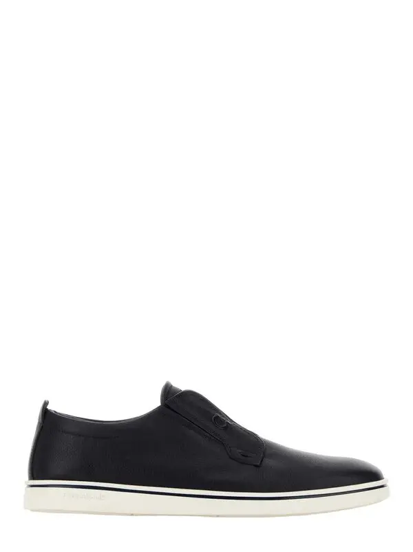 FERRAGAMO Leather Alfie Slip Ons - Black