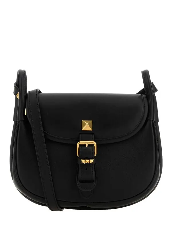 Valentino Garavani Leather Flaneuse Crossbody Bag - Black