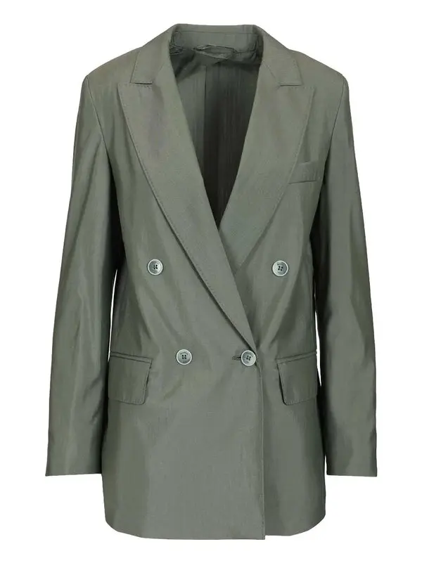 Max Mara Double-breasted Wool And Silk Blazer - Green