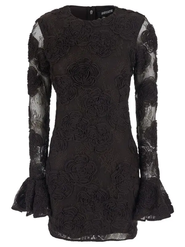 ROTATE BY BIRGER CHRISTENSEN Floral Embroidered Tech Fabric Mini Dress - Multicolor