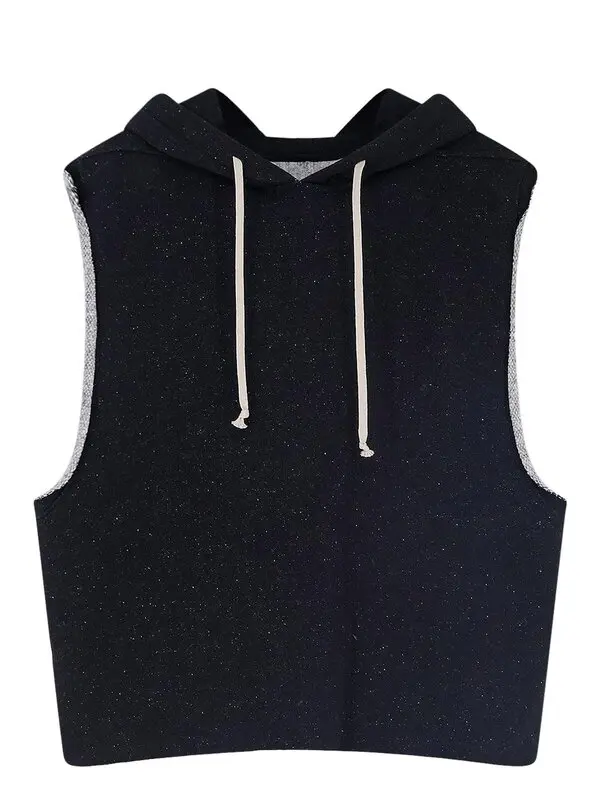 Rick Owens Certified Wool And Cotton Sleeveless Sweatshirt - Black