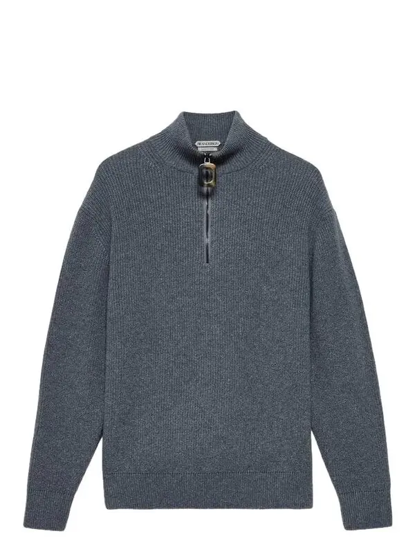 JW Anderson Ribbed Knit Half-zip Jumper - Gray