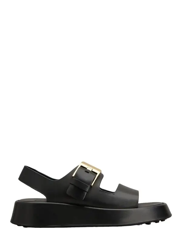 TOD'S Leather Strappy Sandals With Maxi Buckle - Black