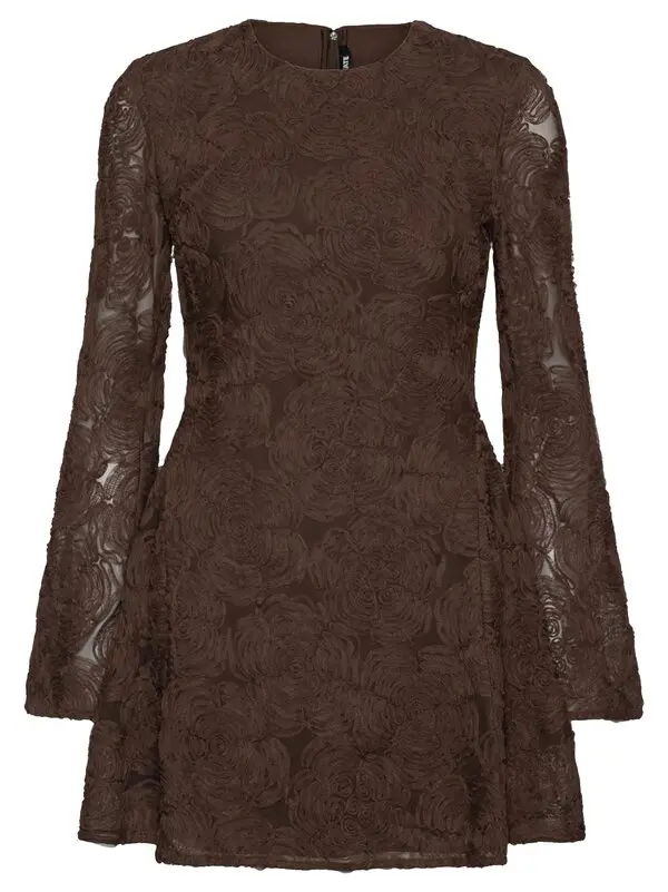 ROTATE BY BIRGER CHRISTENSEN Flower Mesh Ls Mini Dress - Multicolor