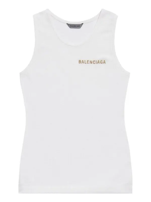 Balenciaga Tank Top In Light Knit Cotton - White