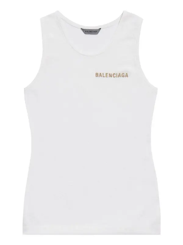 Balenciaga Light Knit Cotton Tank Top - White