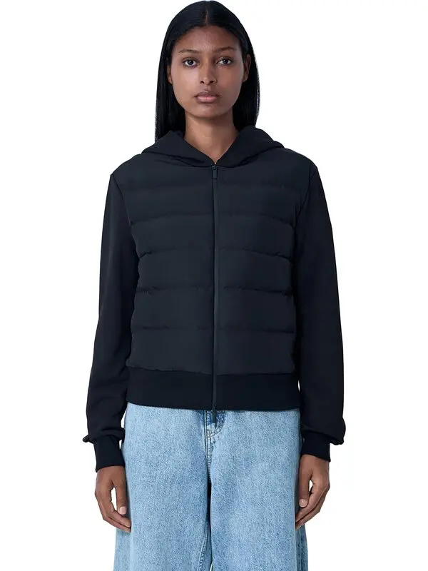 Moncler Quilted Hooded Cardigan - Black