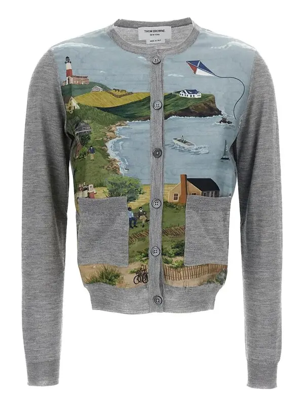 Thom Browne Cashmere Silk Crew Neck Cardigan - Multicolor