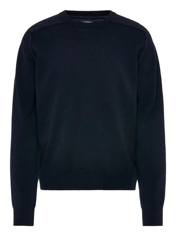 MAISON MARGIELA Virgin Wool Crewneck Sweater - Blue