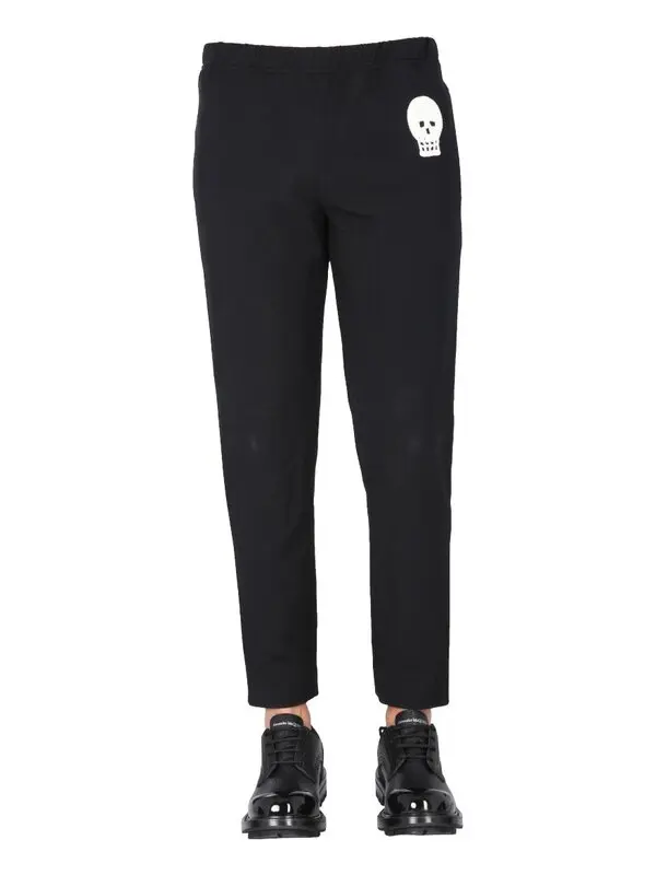 Alexander McQueen Jogging Pants With Embroidered Skull - Black