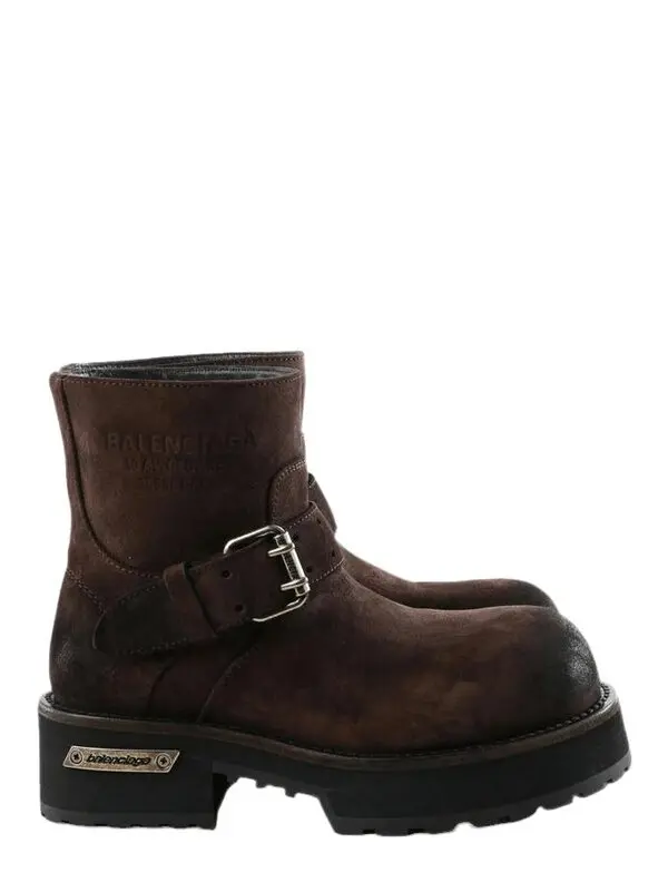 Balenciaga Waxed Suede Calfskin Boots - Brown